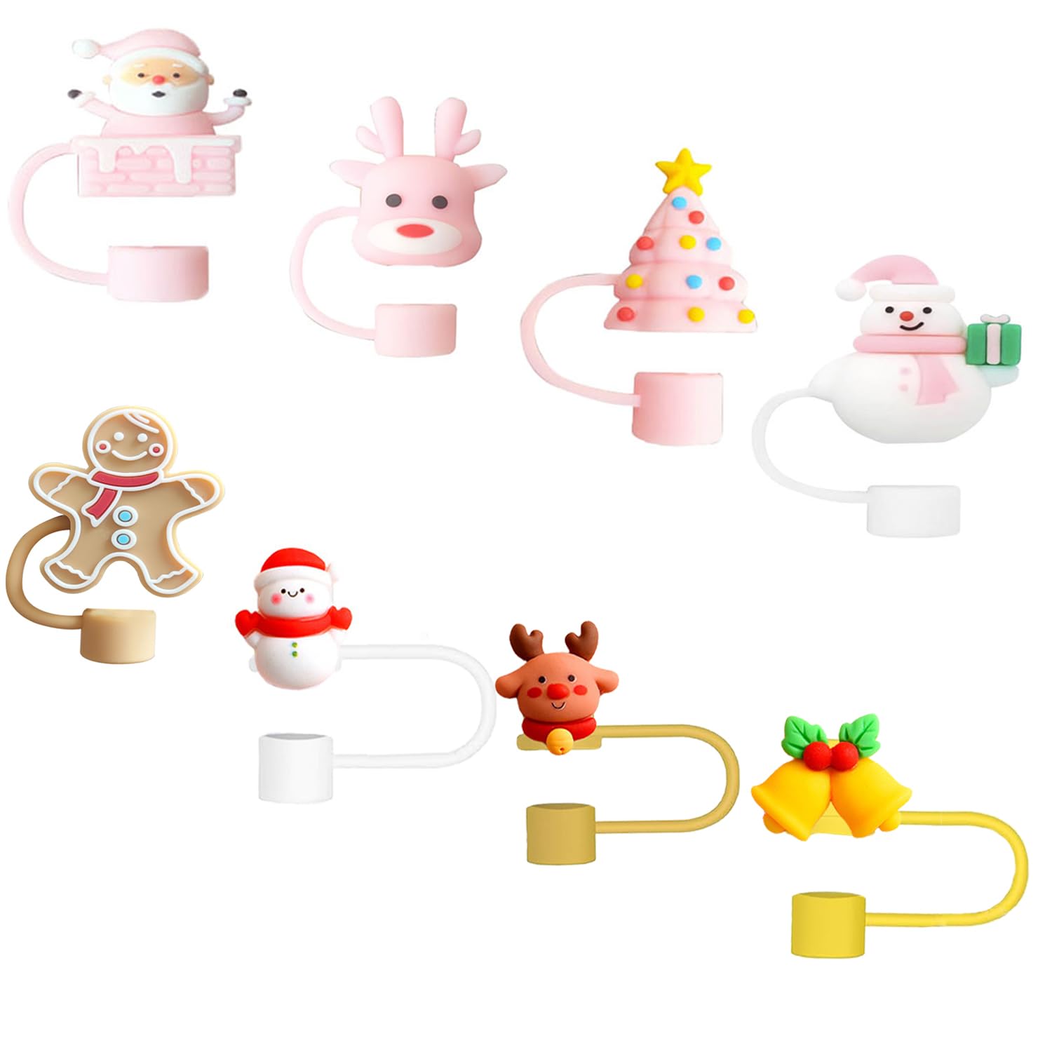 Amazon.com: 8Pcs Christmas Silicone Straw Cover for Stanley Cup, 10mm ...