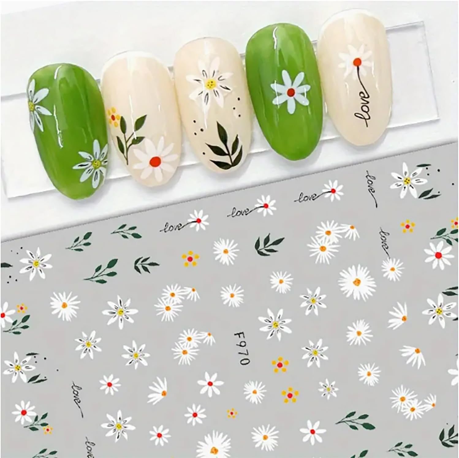 Amazon.com: Flower Nail Art Stickers 3D Nail Stickers 6 Sheets Spring ...