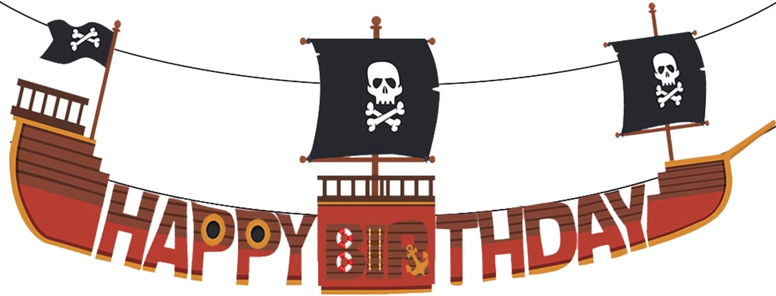Amazon.com: Pirate Birthday Party Decoration Pirate Happy Birthday ...