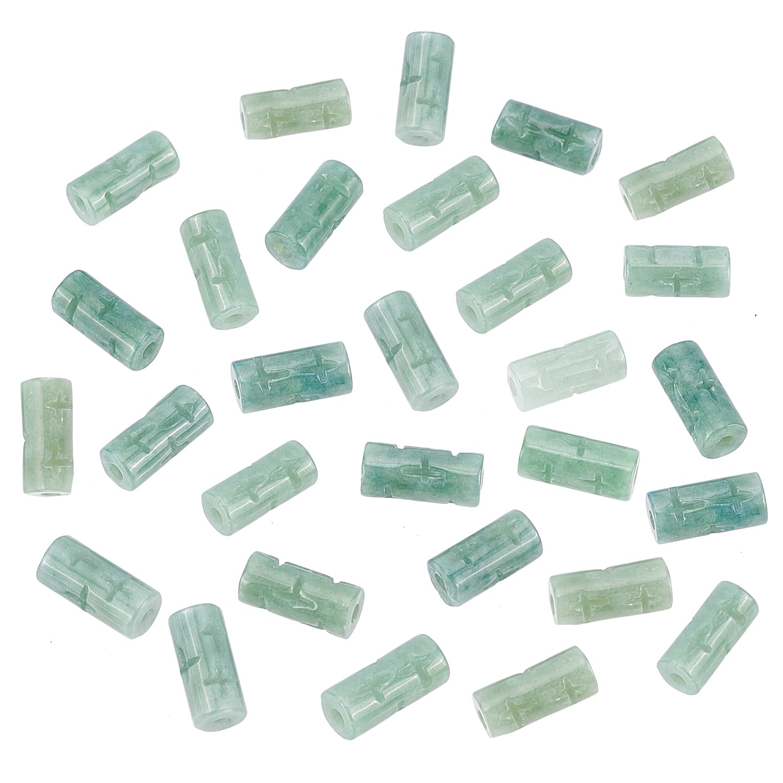 Amazon.com: NBEADS 16 Pcs Natural Jadeite Beads, Column Stone Beads ...