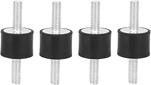 4pcs M6 Anti-Vibration Rubber Isolator Mounts with 2 Threaded Studs Shock Absorber Double Ends ...