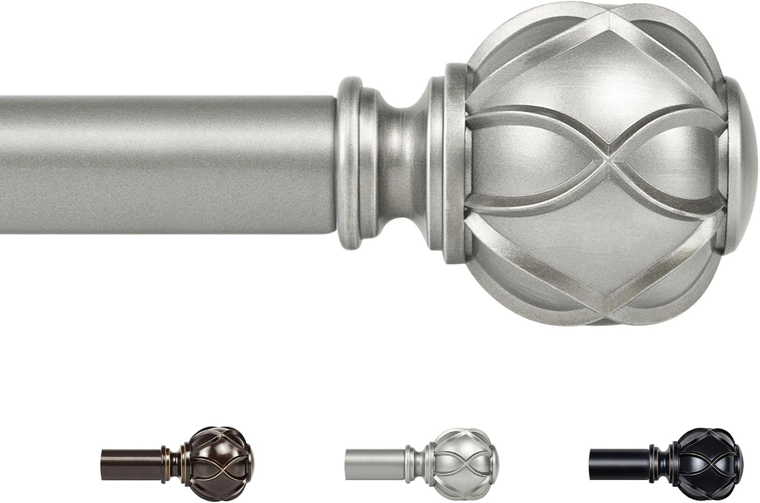 KAMANINA Antique Silver Curtain Pole 80 to 218 cm, 22 mm Diameter ...