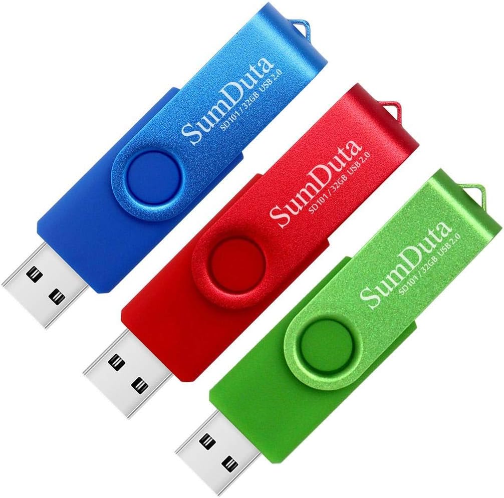 Amazon.com: SamData 32GB USB 2.0 Flash Drive 3 Pack Thumb Drive Swivel Memory Stick External ...