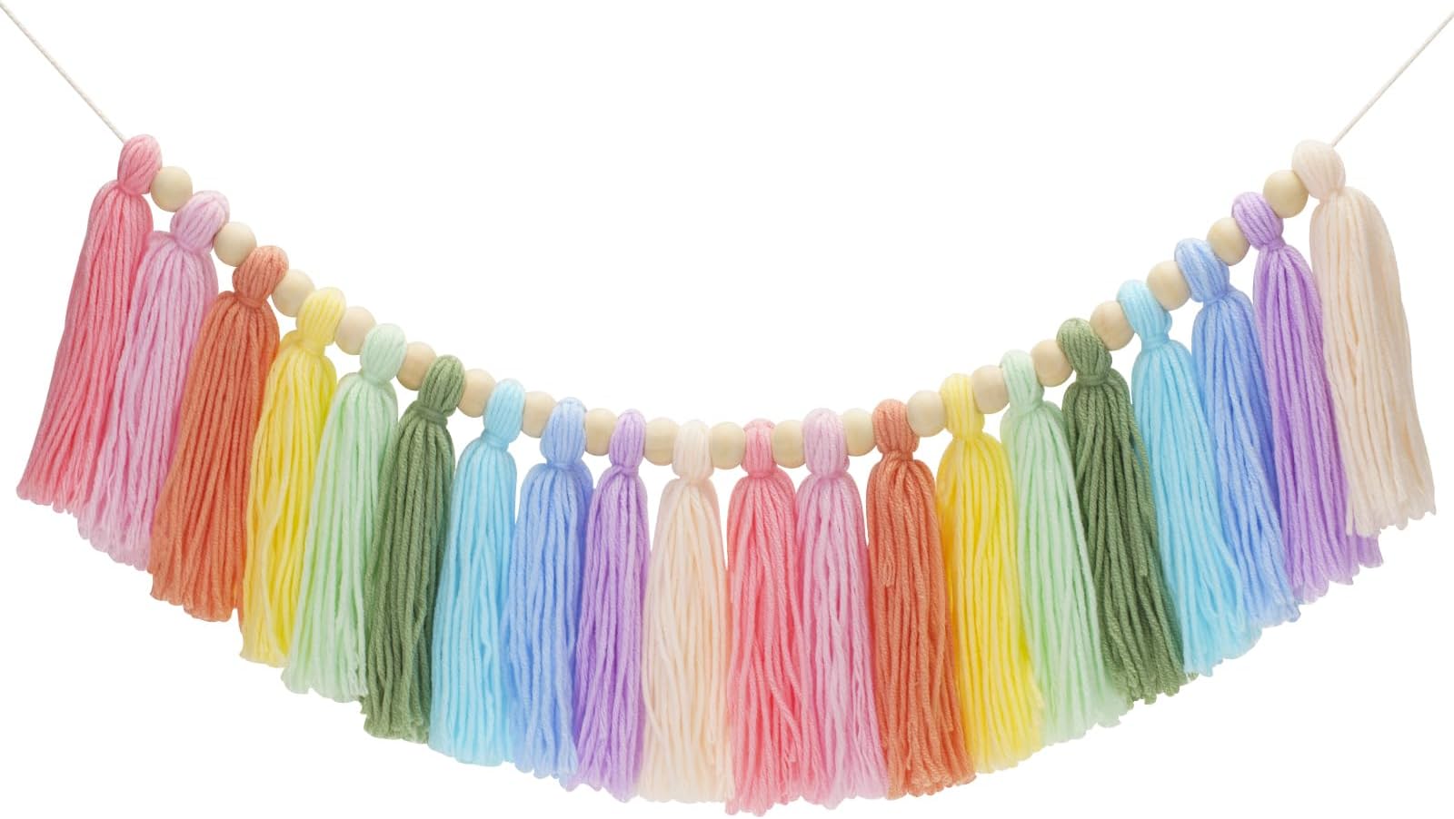 Amazon.com: 2 Pcs Boho Tassel Garland Colorful Wall Hanging Decoration ...