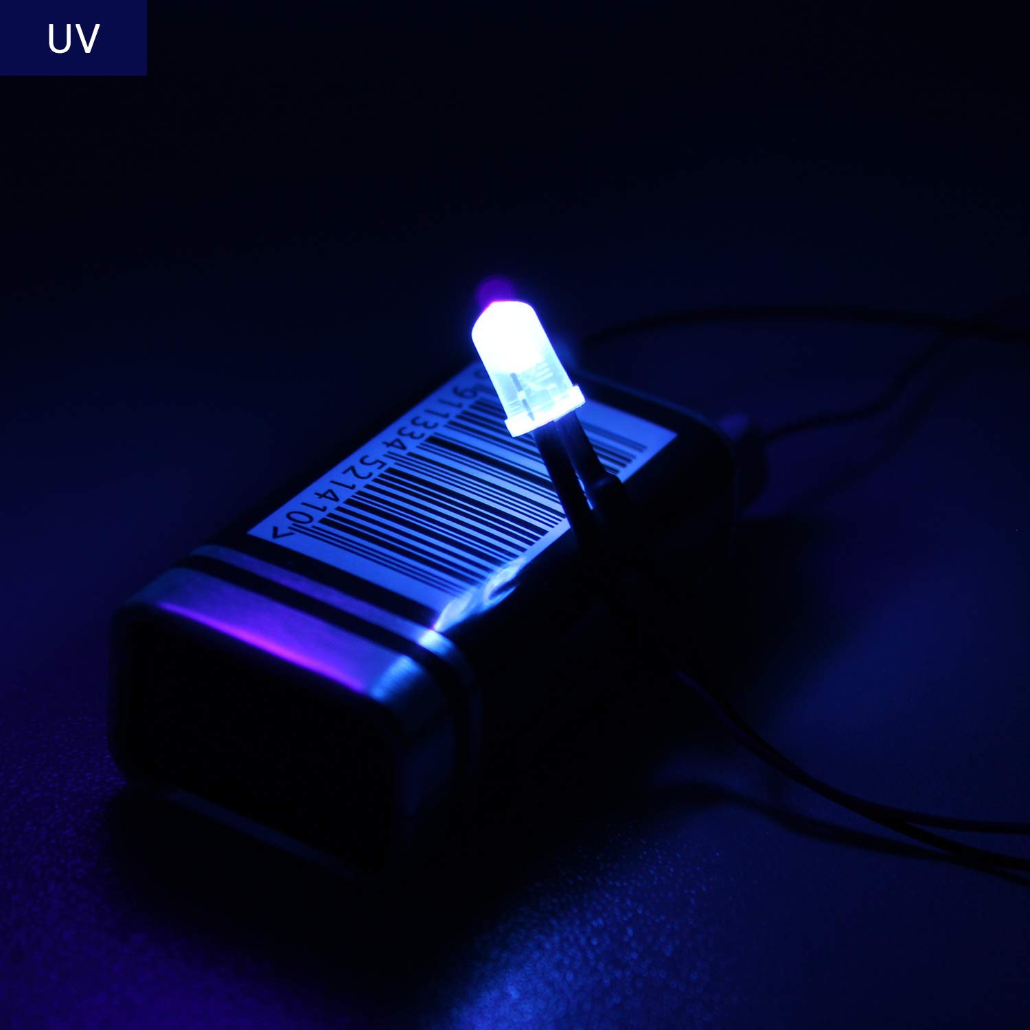 Snapklik.com : 100Pcs 5MM Pre Wired 12V UV Light LED Diodes, 9.4 Inch ...