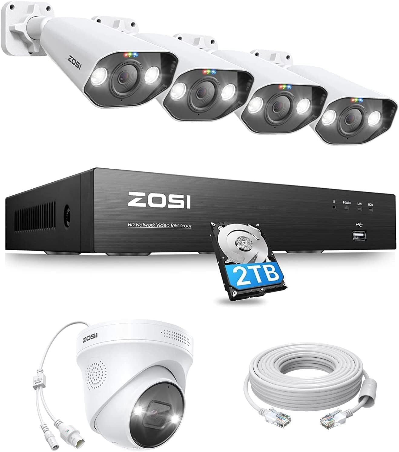 Amazon.com : ZOSI 4K Spotlight PoE Security Camera System,8 Port 16CH ...