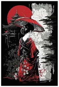 Fashion Geisha Portrait - Vintage Japanese Geisha Girl Poster Canvas ...