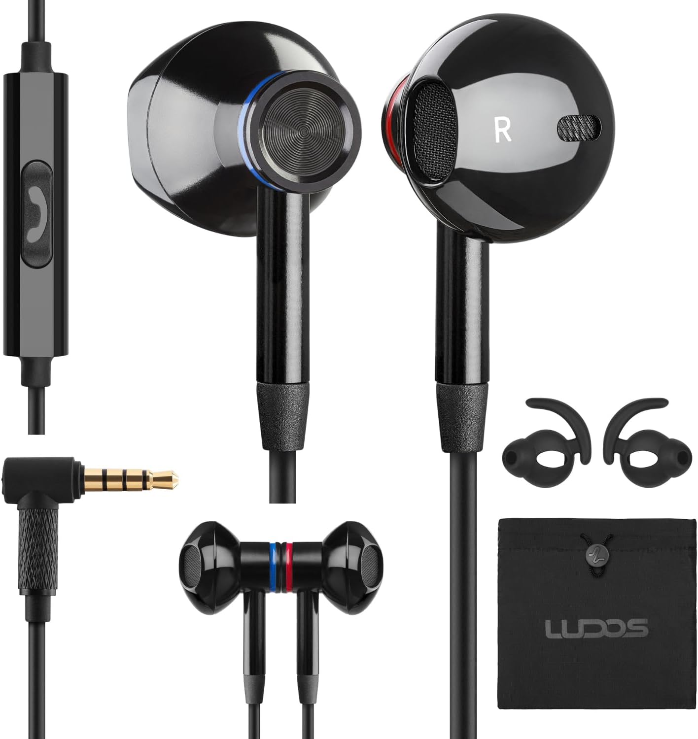 LUDOS FEROX Wired Earbuds in-Ear Headphones, Earphones with Microphone ...