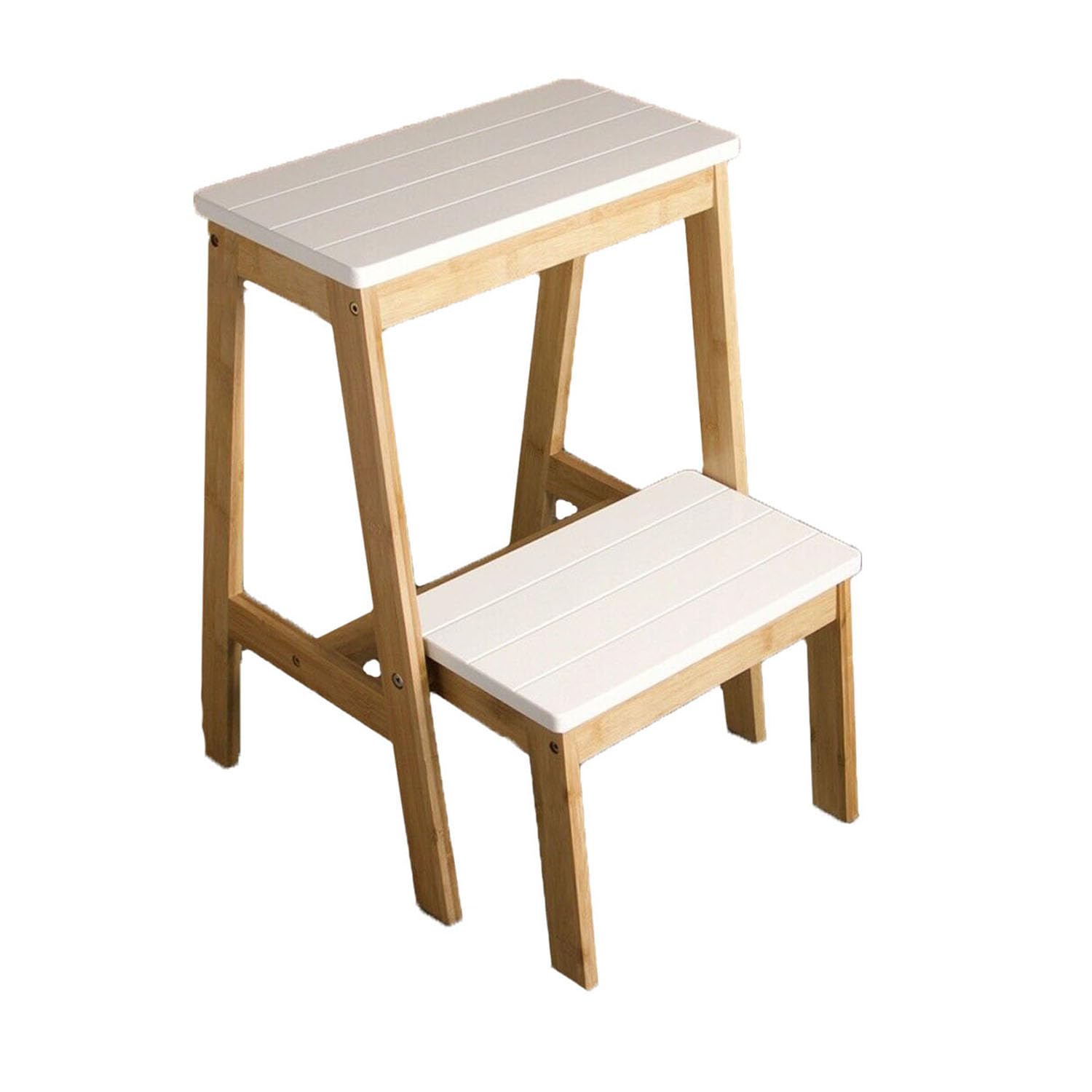 KHAPALWAK Folding Step Stool, Wooden 2 Step Stool for Kids & Adults ...