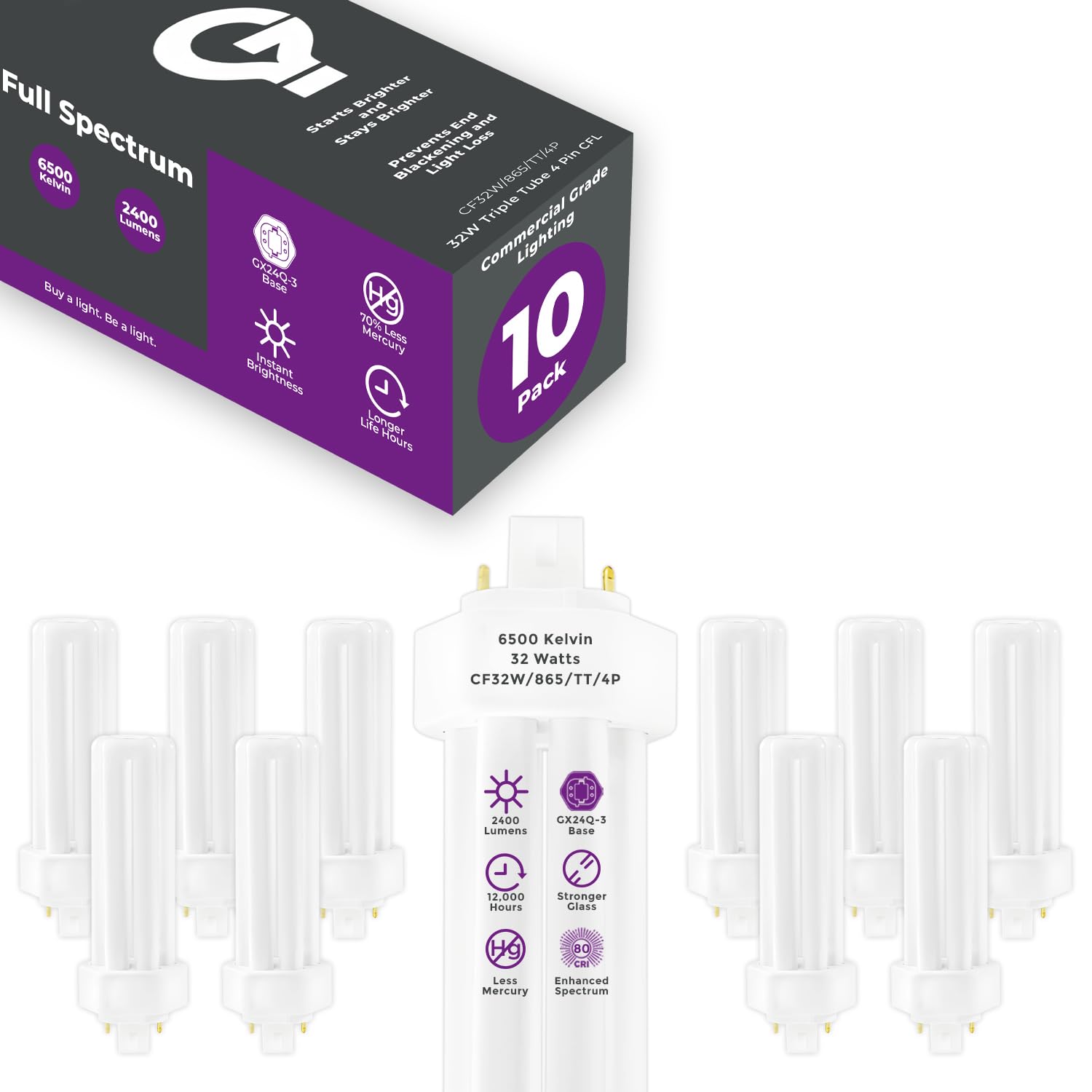 4-pin CFL Lights KOR 26W Compact Fluorescent Bulbs - 4-Pin GX24q-3 Base ...