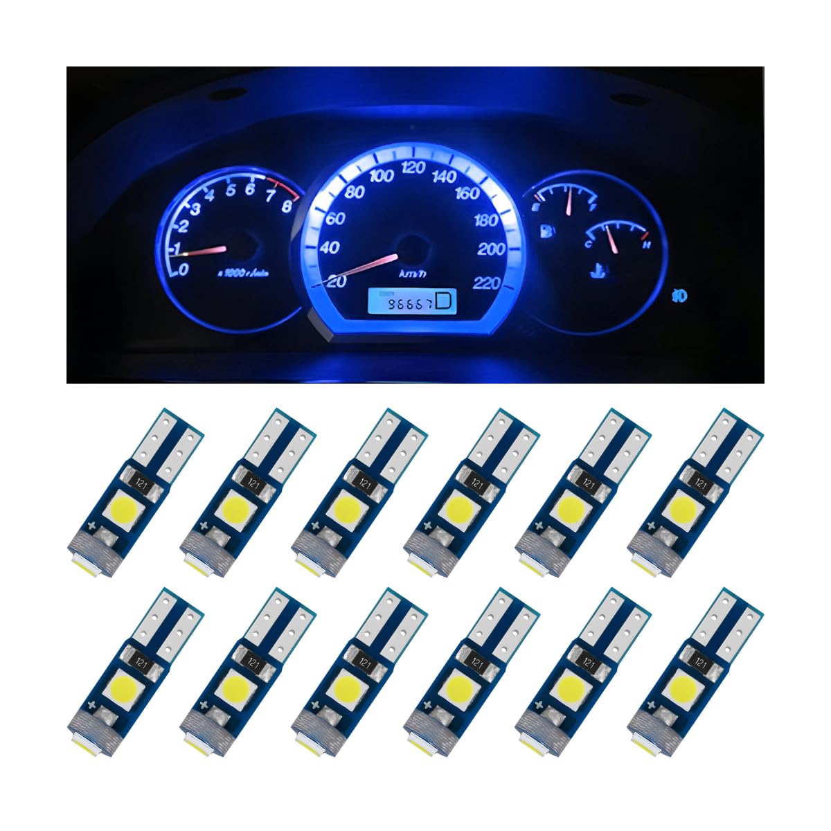Amazon.com: Osilly 12PCS 12V Car T5 LED Bulbs, 6000K Auto Interior Bulb ...