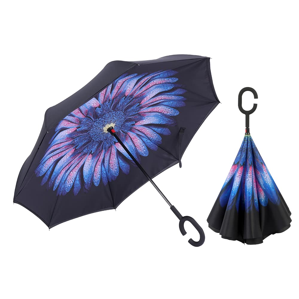 LLanxiry Umbrella,Inverted Reverse Upside Down Umbrellas with C-Shaped ...