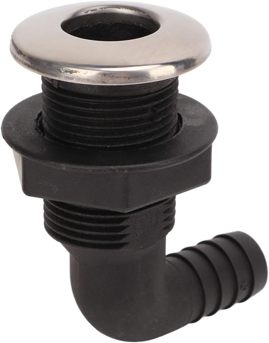 Thru-Hull Connector, 3/4in Marine Elbow Outlet Black Nylon 90-Degree ...