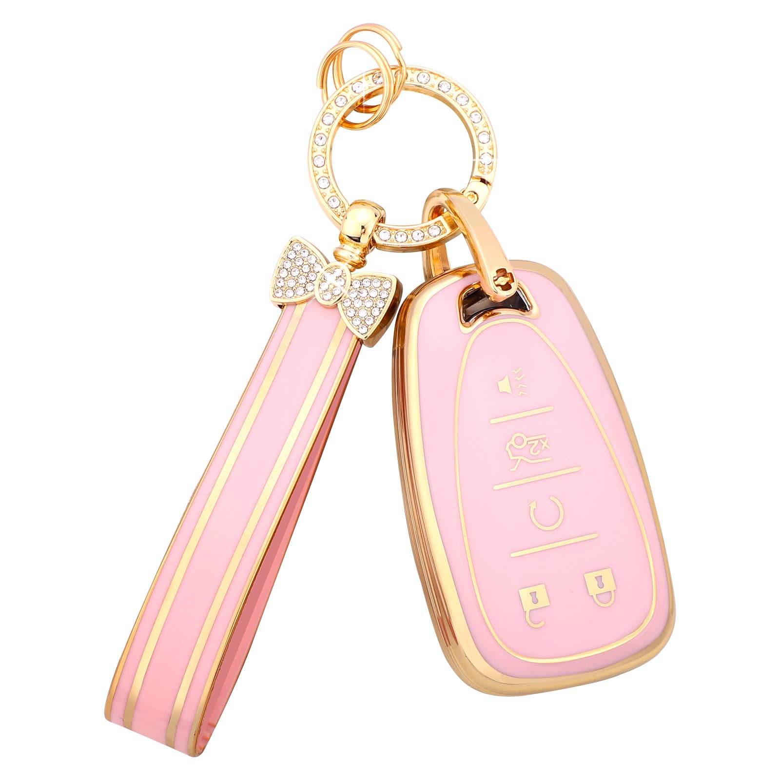 Snapklik.com : Key Fob Cover For Chevy Chevrolet Pink Gold Soft TPU 5 ...