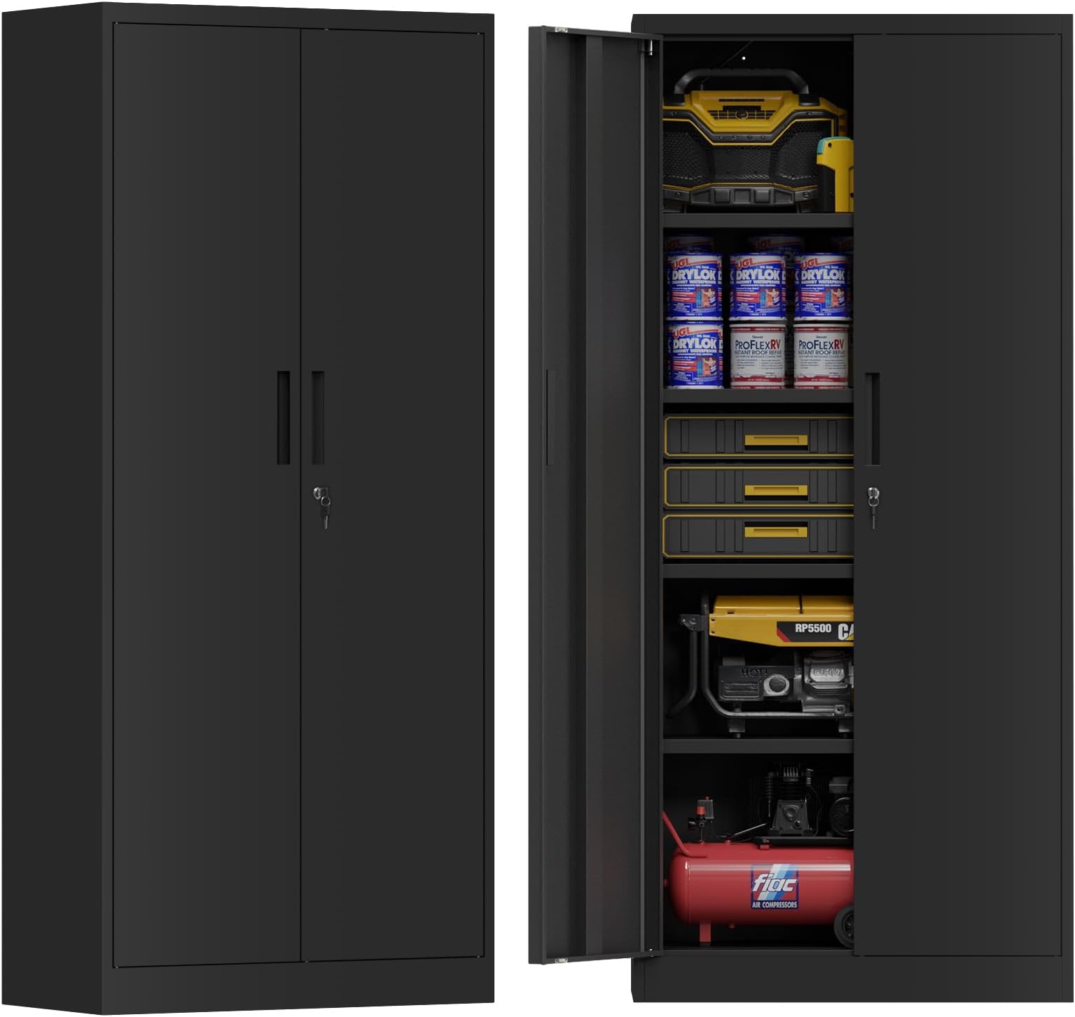 Amazon.com: Maemttes 72" Metal Storage Cabinet with Doors and Shelves ...