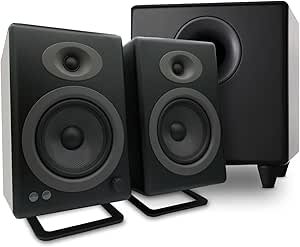 Amazon.com: Audioengine A5 Powered Wired Bookshelf Speakers with S8 Subwoofer and Metal Stands ...