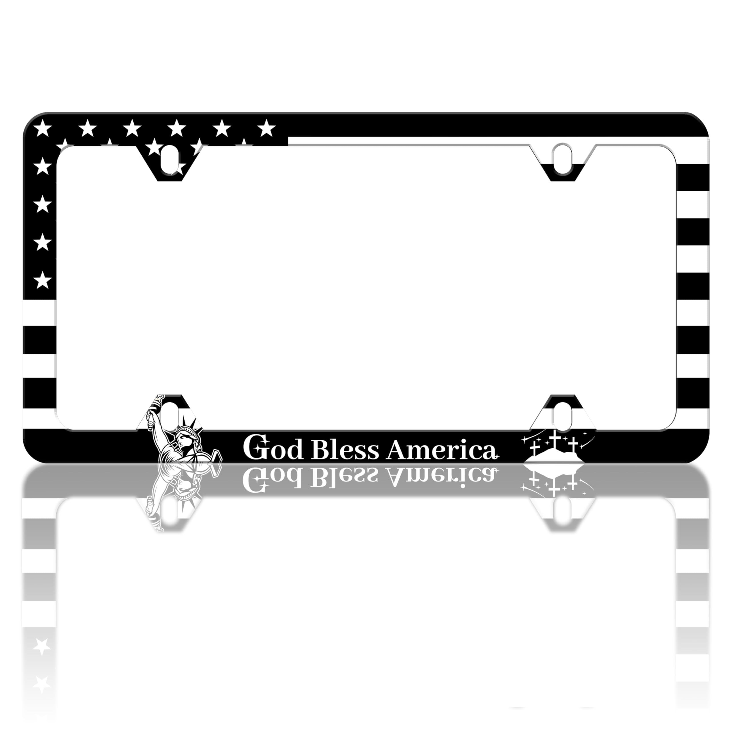 Amazon.com: God Bless America License Plate Frame USA Flag License ...