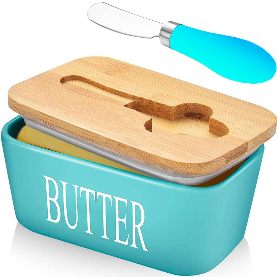 Ceramic Butter Dish with Lid and Knife Porcelain Butter Container with ...