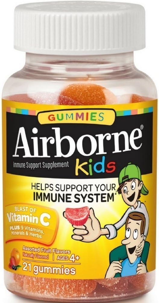 Amazon.com: Airborne Kids Assorted Fruit Flavored Gummies, 21 count ...