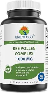 Amazon.com: Brieofood Bee Pollen Complex 1000 mg 120 Tablets - Made ...