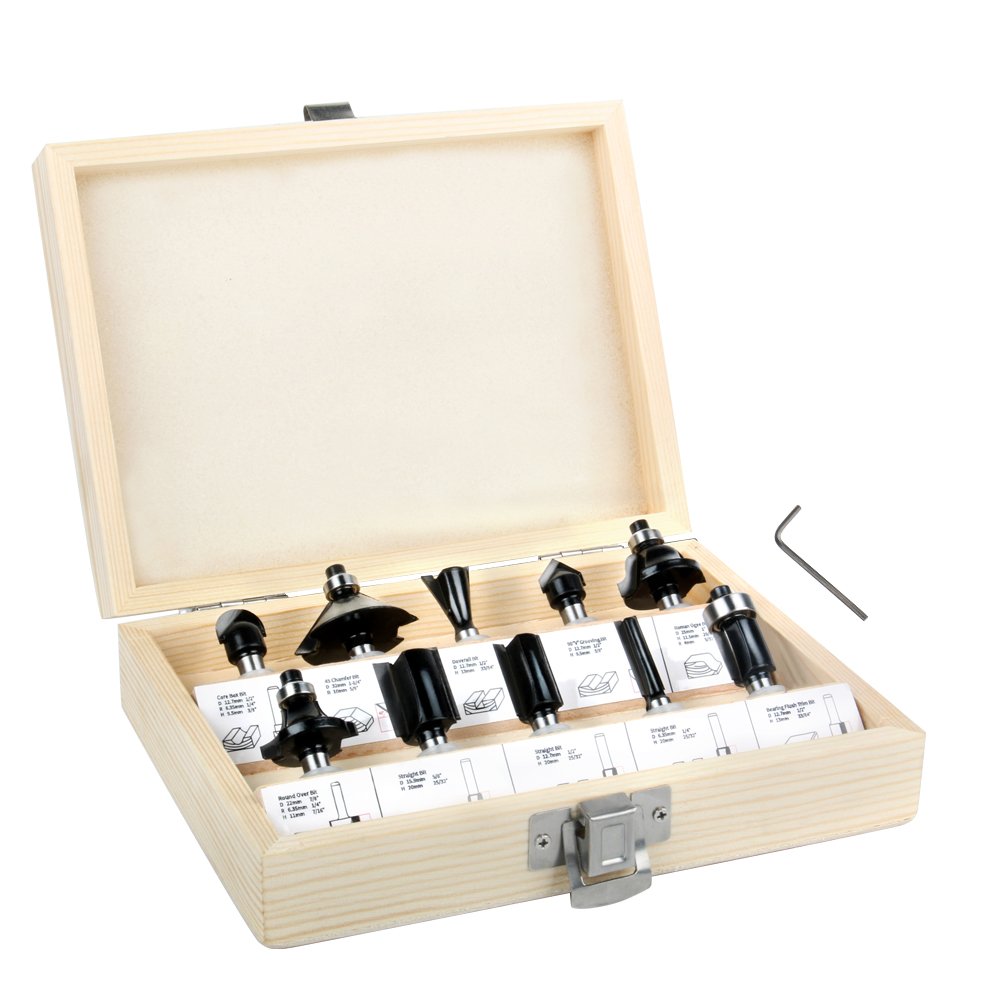 Buy Enertwist Router Bit Set, 10 Pieces 1/4 Inch Shank Tungsten Carbide ...