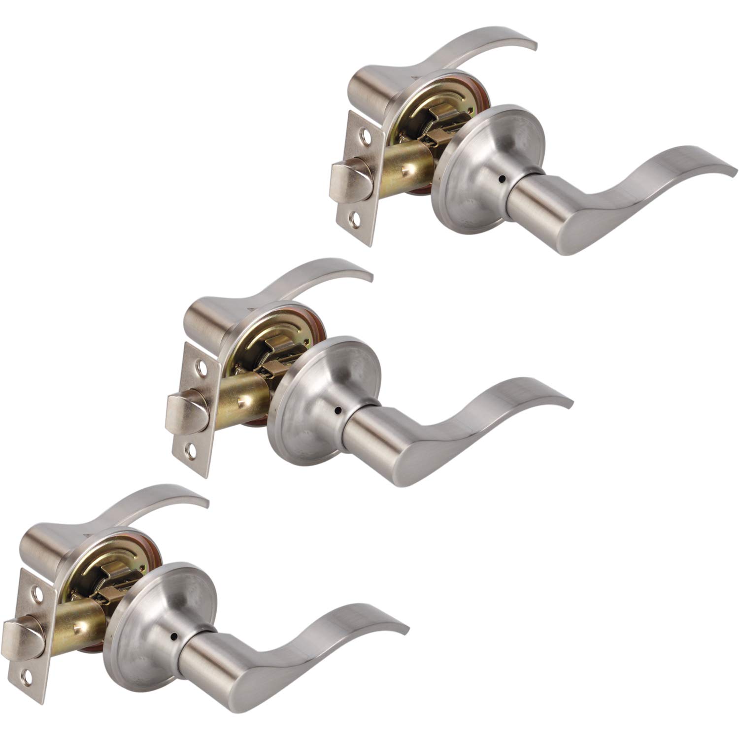 Snapklik.com : Hall/Closet Lever Handle Lock Brushed Nickel Finish ...