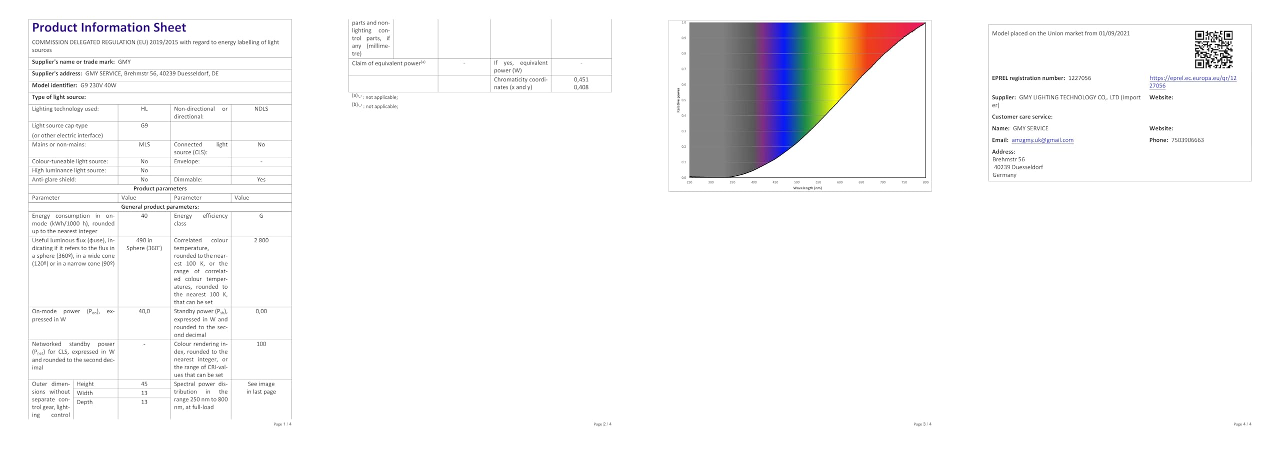 Osram Halogen Capsule Bulb 40W G9 for Oven Up to 300° Pack of 2 ...