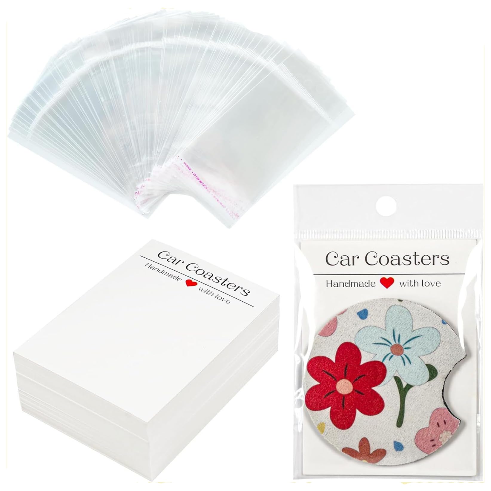 Snapklik.com : White 50Pcs Car Coasters Cards Sublimation Blanks ...