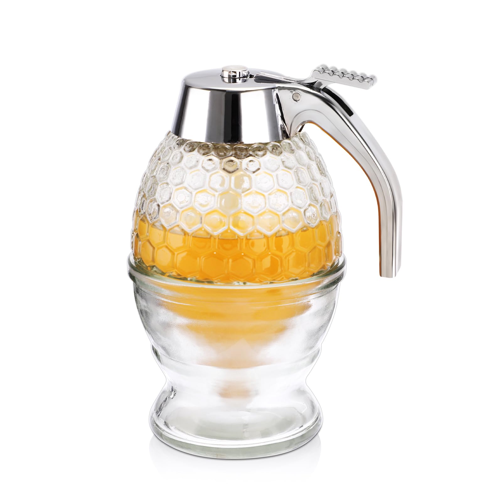 Honey Pot 1 Cup: Glass Syrup Pitcher, 8 Oz Capacity, Hand Wash, Silver ...