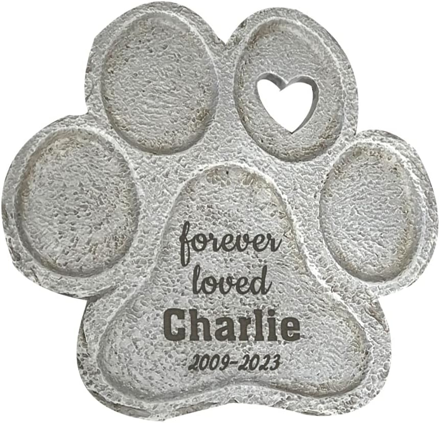 Amazon.com : GiftsForYouNow Engraved Forever Loved Paw Print Stone ...