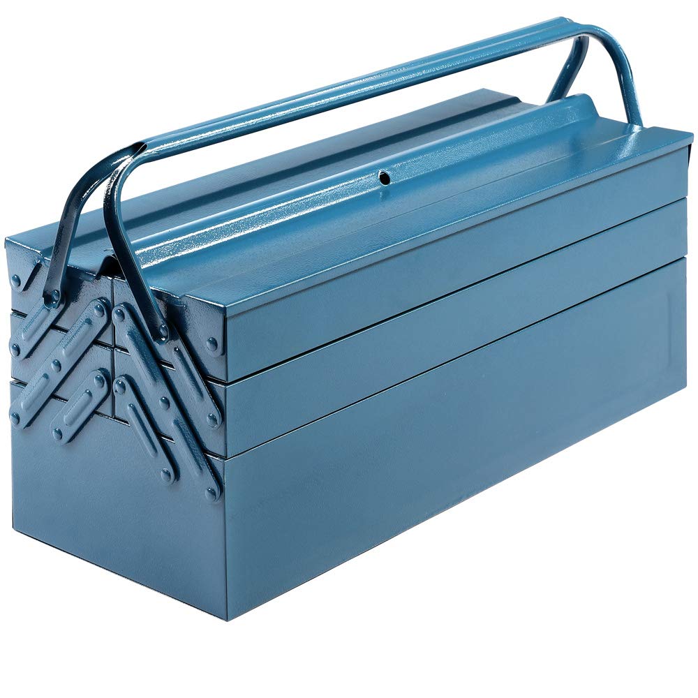 Deuba Tool Box Empty Big Steel 5 Compartments Tool Case Blue Garage ...
