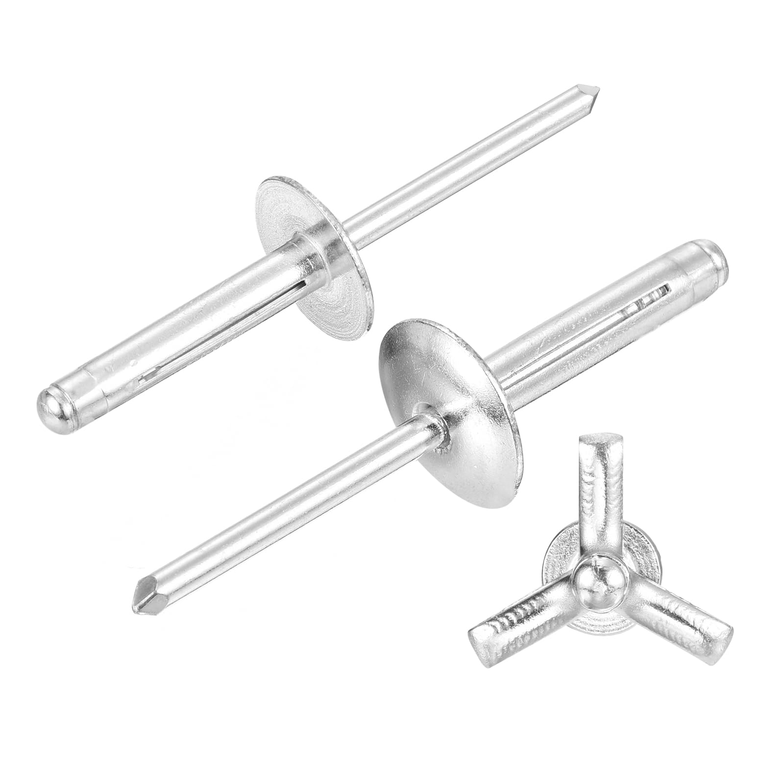 Amazon.com: uxcell 100Pcs 3/16"x1" Aluminum Large Head Tri Grip Rivets ...