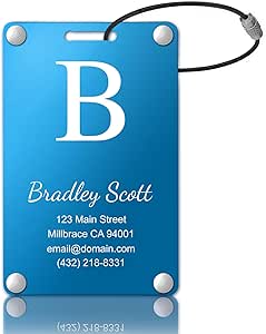 Amazon.com: Personalized Luggage Tags: Custom Metal Luggage Tags for Suitcases, Backpacks and ...