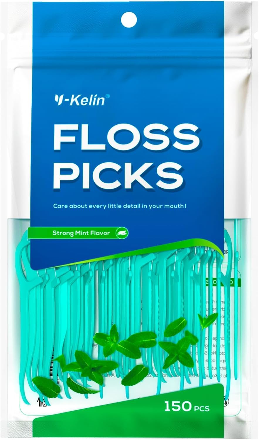 Y-Kelin Dental Floss-150 Pcs Dental Floss Strong Mint, Teeth Stick ...