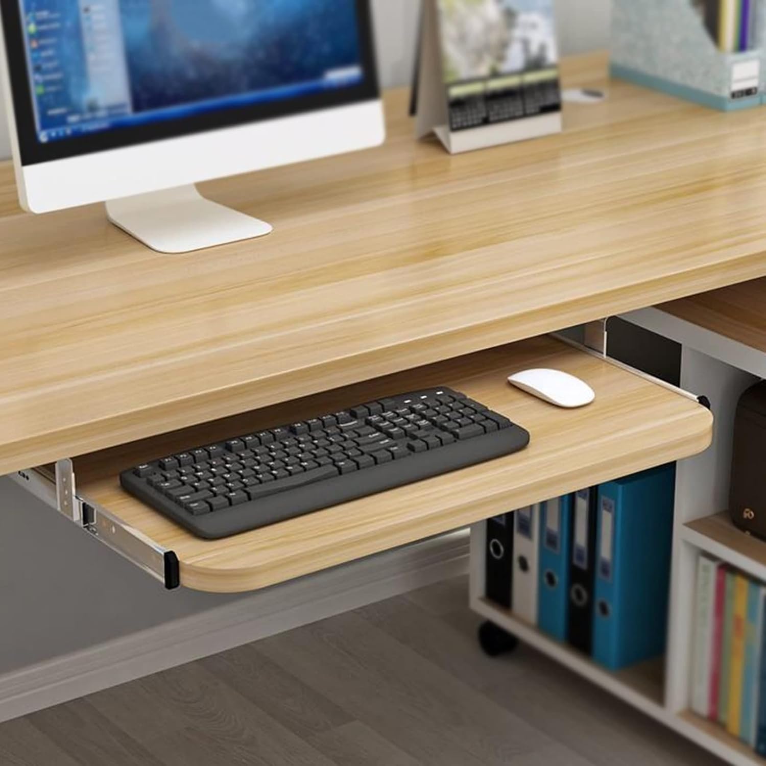 5 Colours Wooden Keyboard Tray For Under Desk Sliding, Sturdy Keyboard ...