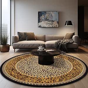 Amazon.com: ZSSZO Round Leopard Rug 5ft Circle Cheetah Area Throw Rugs ...