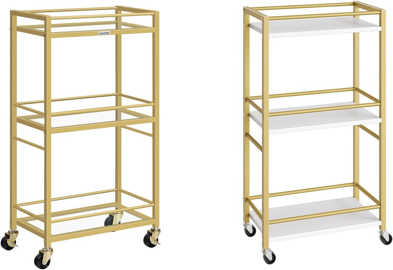 Amazon.com - MAHANCRIS 3 Tier Bar Cart and Serving Cart Bundle ...