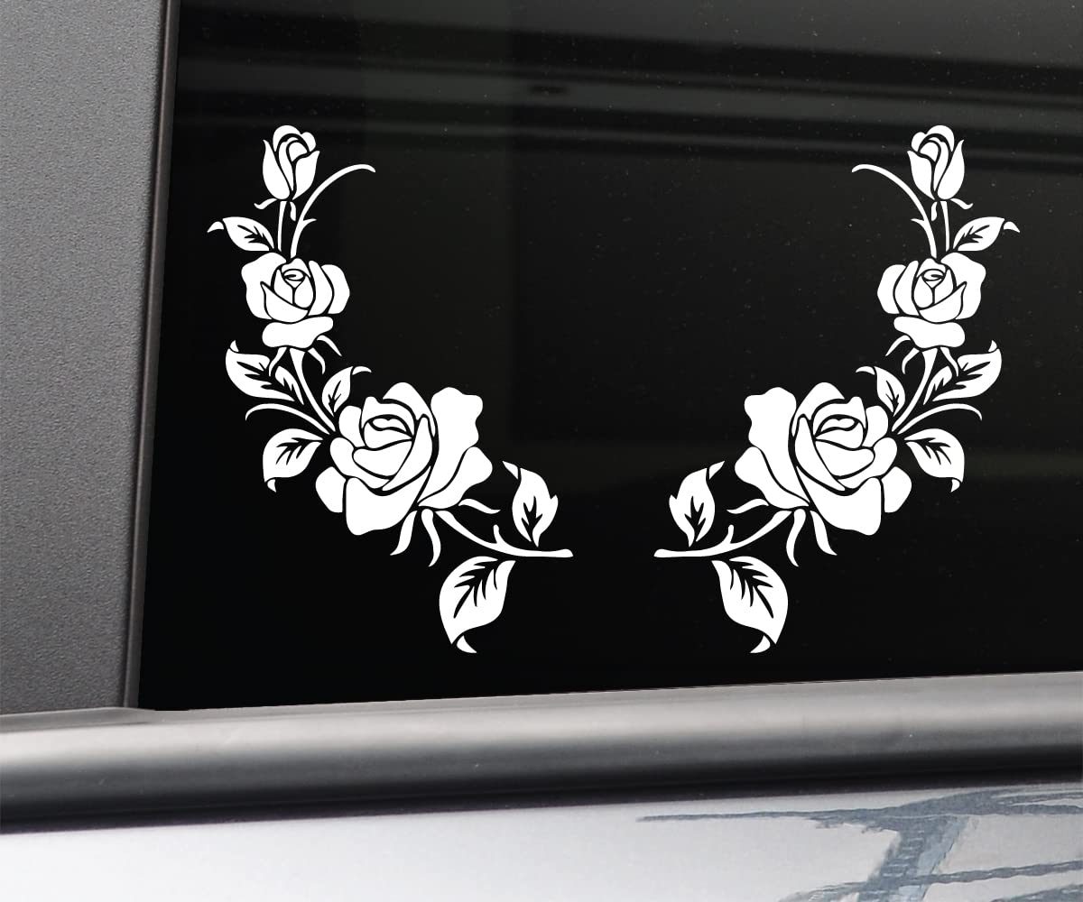 Amazon.com: Nashville Decals White Rose Roses Pair (Left and Right ...