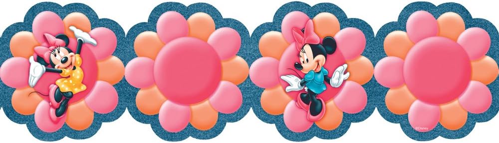 Imperial Disney Home DF059222D Minnie Funky Flowers, Border, Navy Blue ...