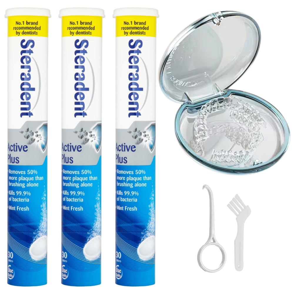 Denture Cleaning Tablets | Active Plus 90 Day Set | Denture Case and ...