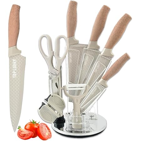 Amazon.com: Kitchen Knife Set, 8-Piece Khaki Super Sharp Knife Set with ...
