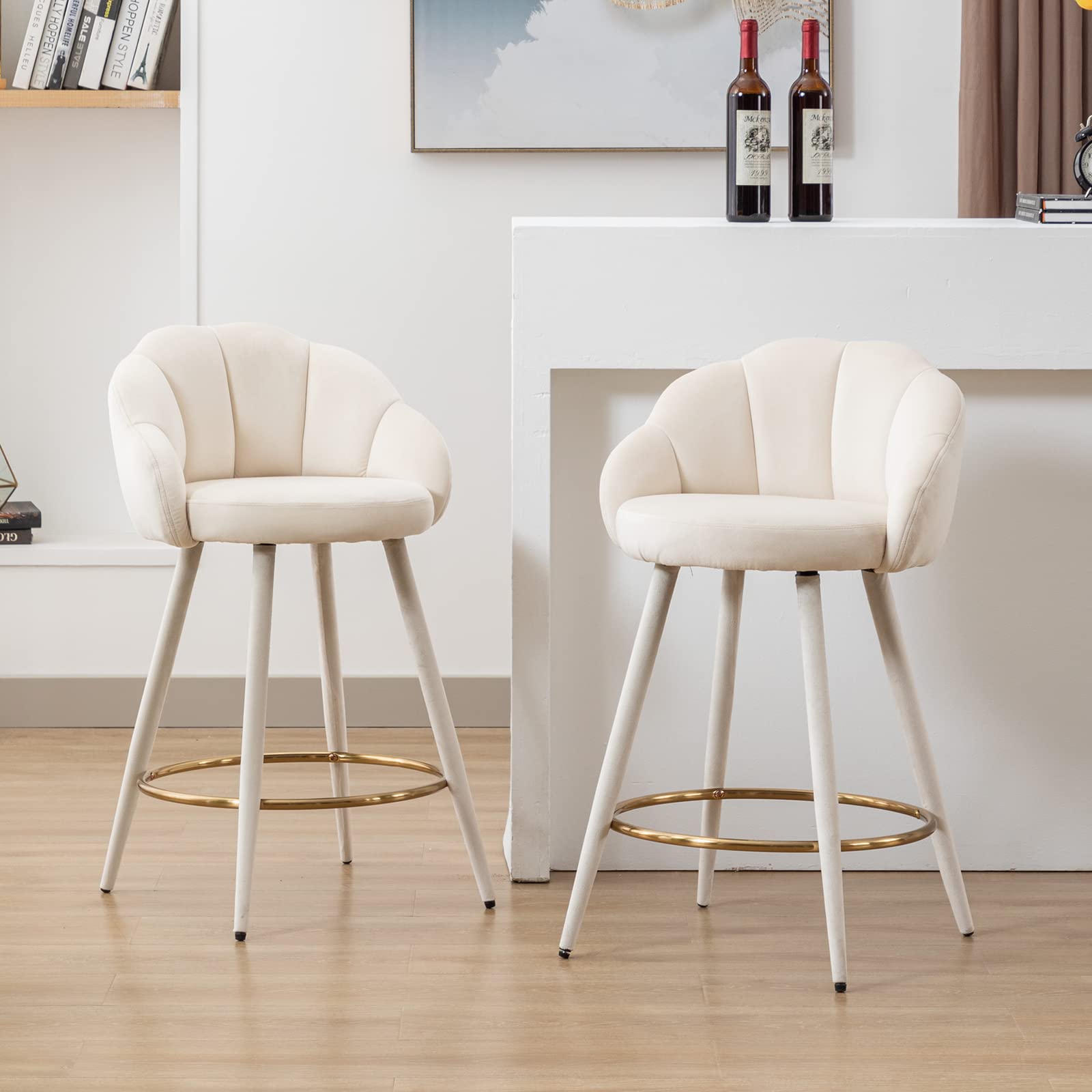 Amazon.com: Janoray Velvet Counter Stools Set of 2 Modern 25.5" Counter ...