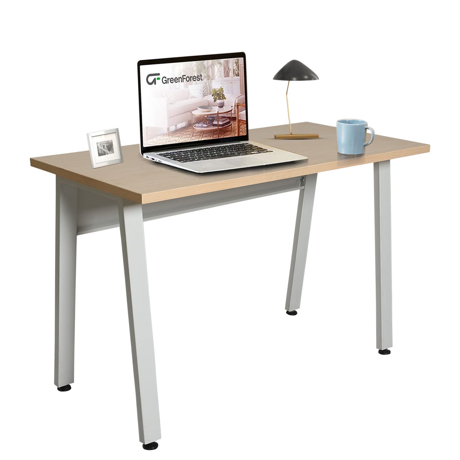 Buy RIGID Metal Computer Desk with Wooden Top and Steel Frame, Modern ...