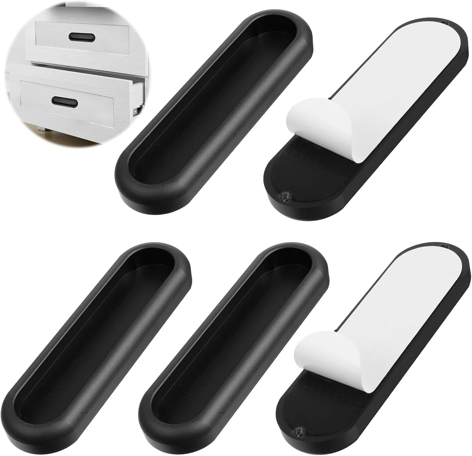 Amazon.com: 5 Pack Stick on Handle 4 inch Adhesive Handles Matte Black ...