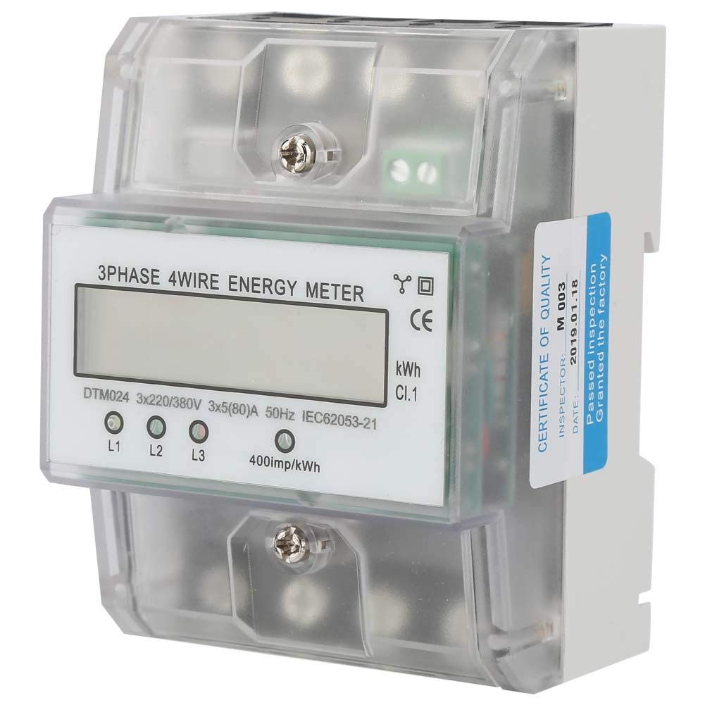 3 Phase Electric Meter, 220/380V 5-80A 3 Phase 4 Wire Energy Meter ...