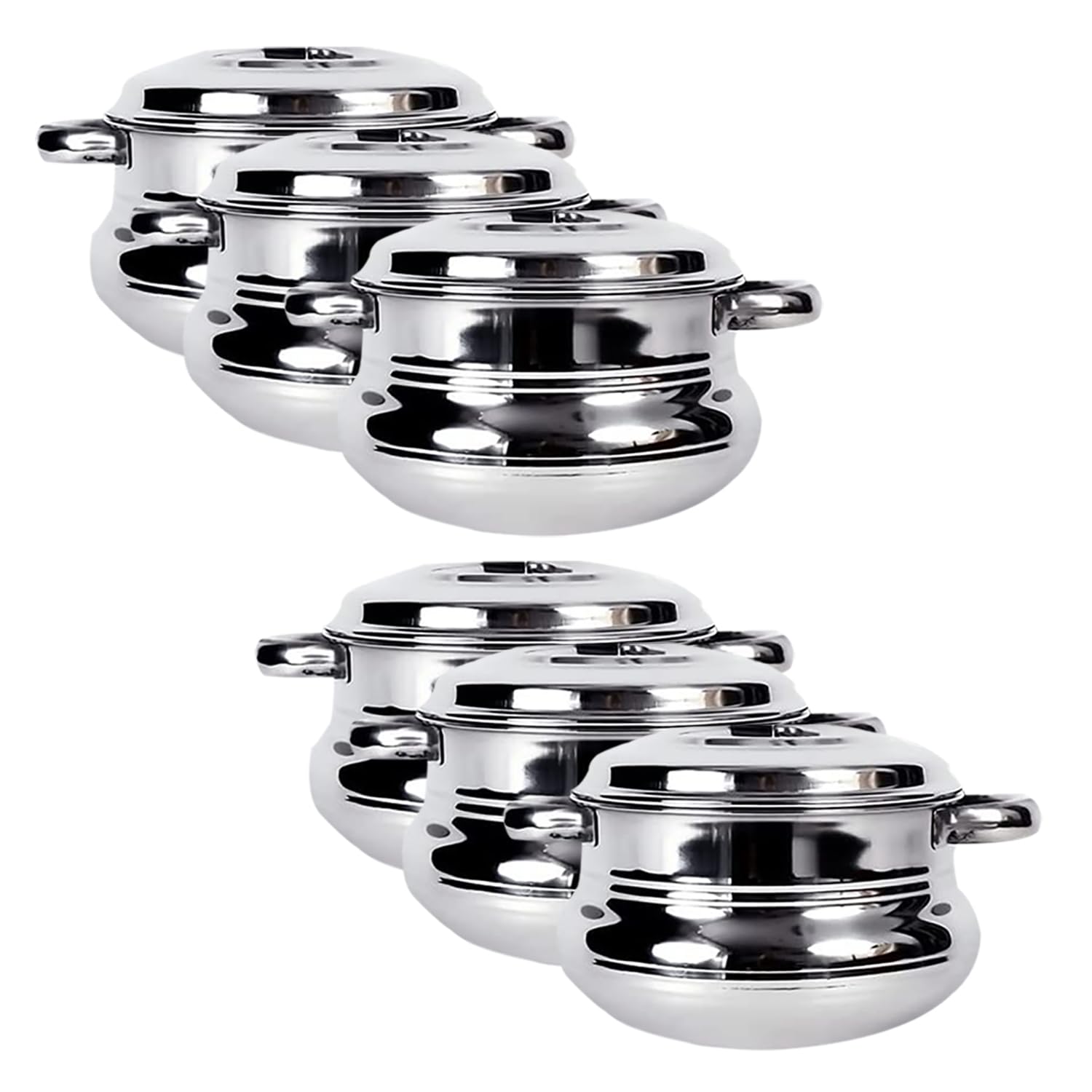 Buy Kuber Industries Stainless Steel Handi Casserole Set of 3 with Lid ...