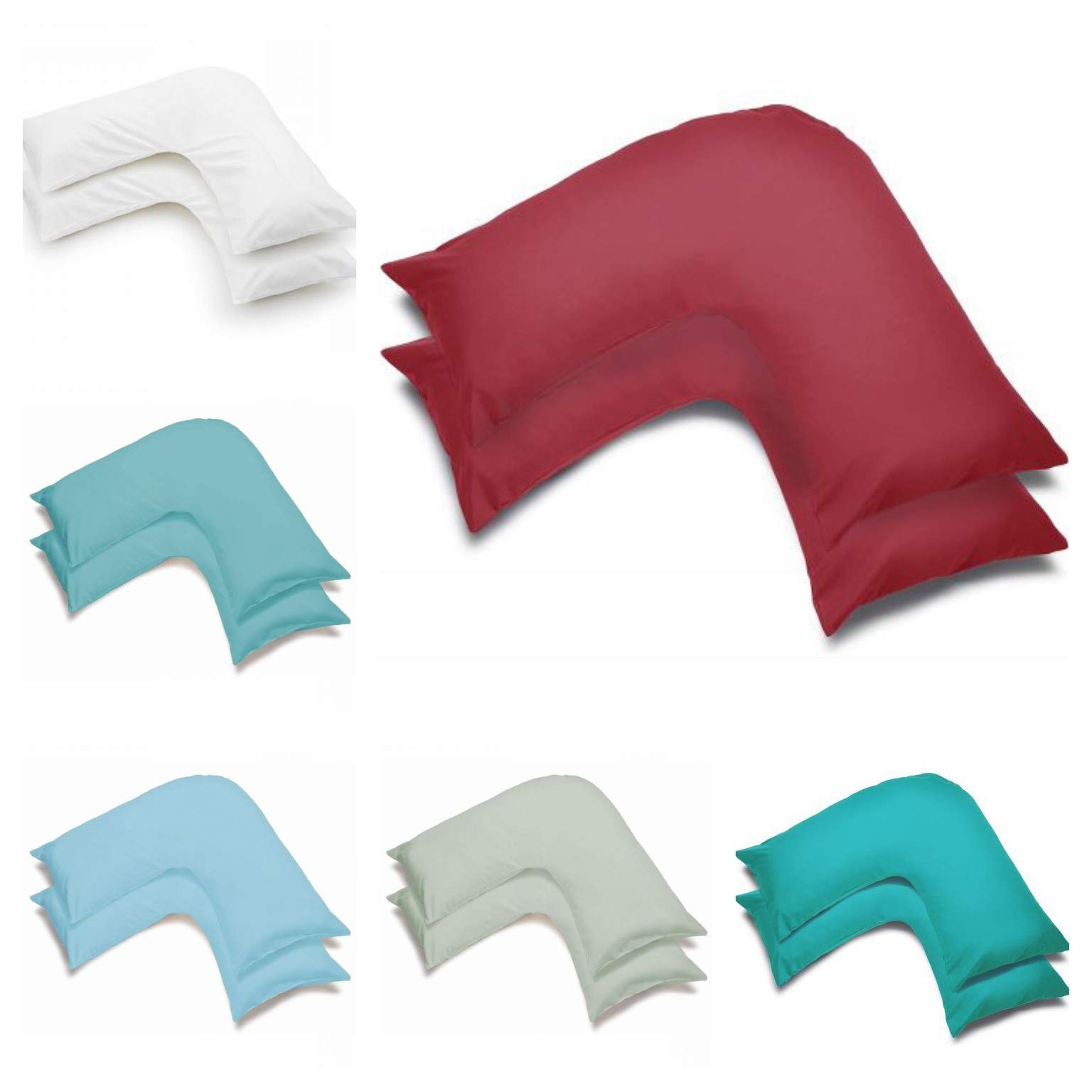 2 Pack Poly-Cotton Plain Dyed V Shaped Pillow Cases Covers - Orthopedic ...