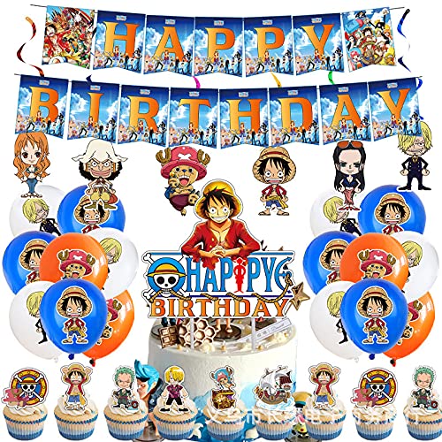 One Piece Theme Birthday Decorations Set Include 1 Banner, 12 Balloons ...