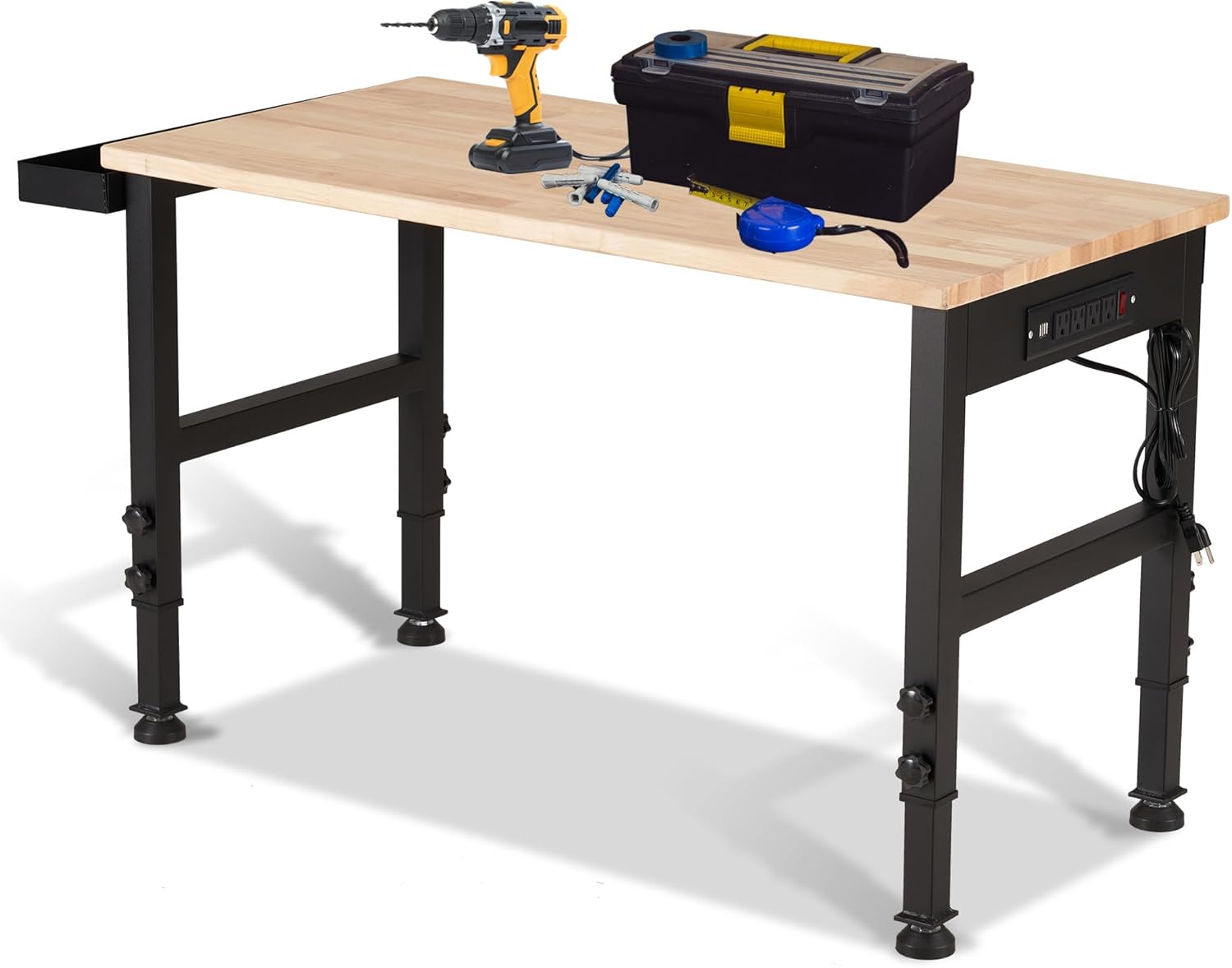 Spurgehom 48" Adjustable Workbench with Storage & Power Outlets, Rubber ...