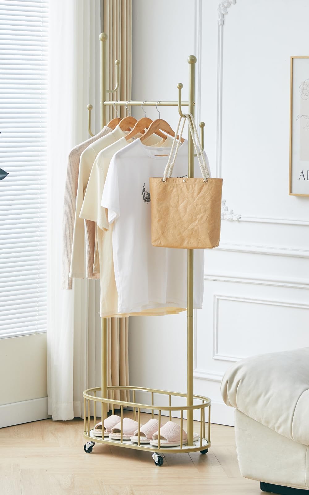 Amazon.com: BOOSDEN Metal Clothing Rack with Wheels, Rolling Clothes ...